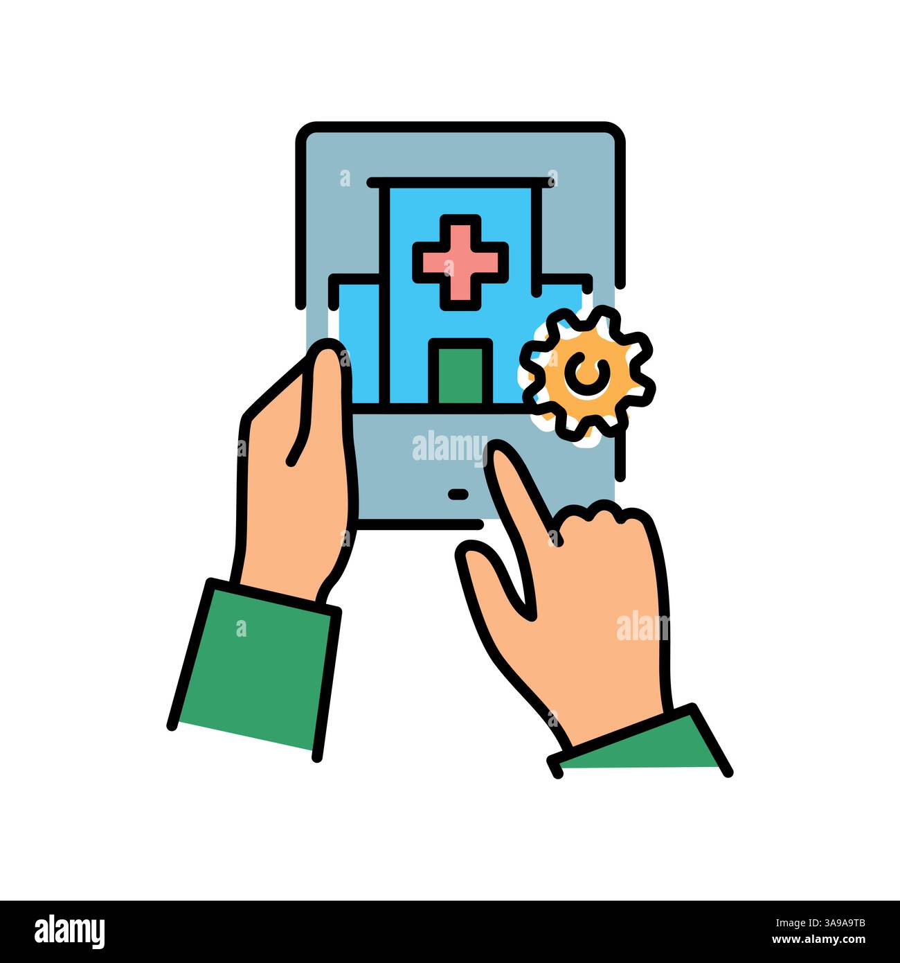 hospital management system line icon. Vector isolated element. Editable ...