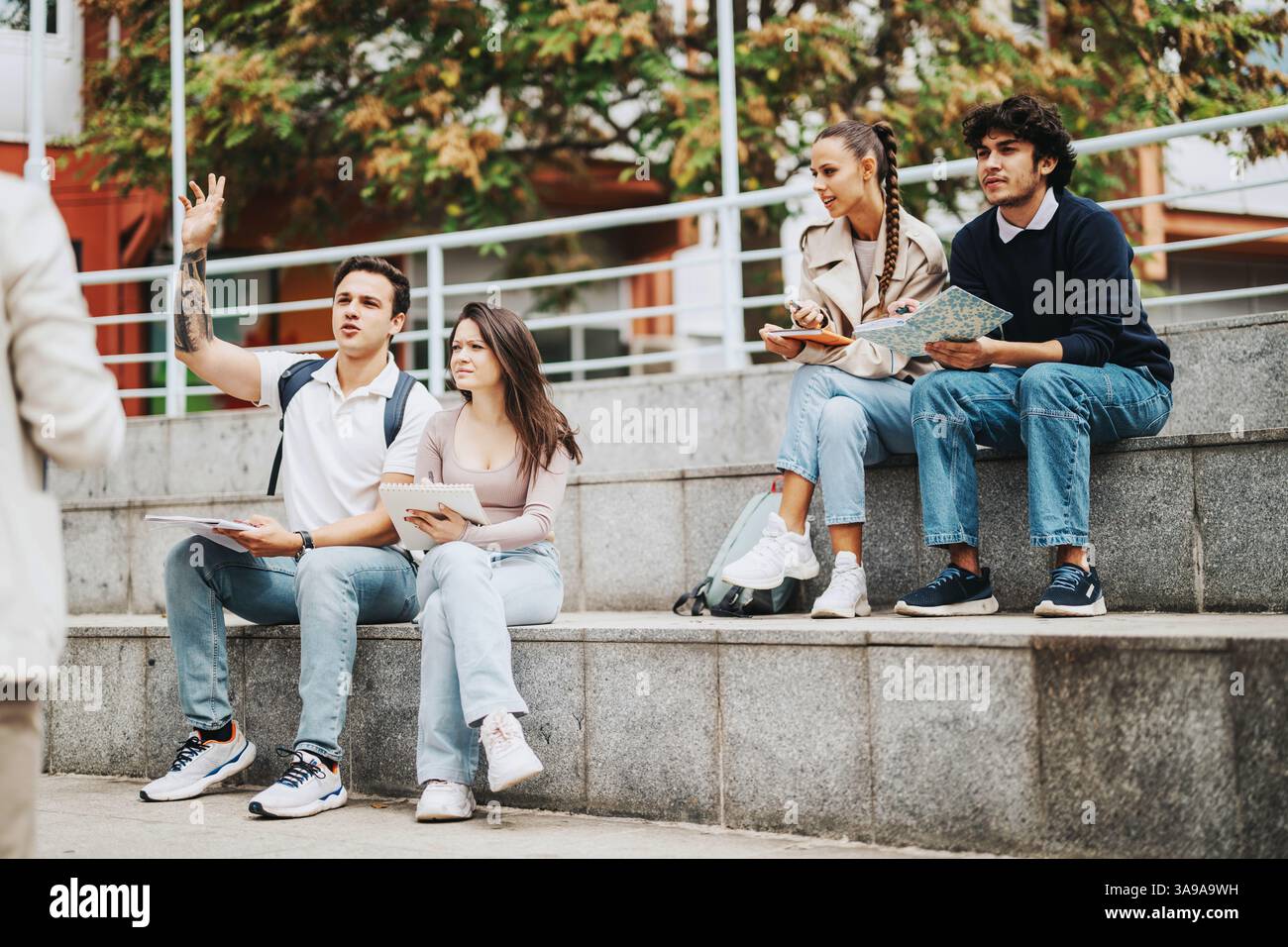 College students collaborating professor hi-res stock photography and ...