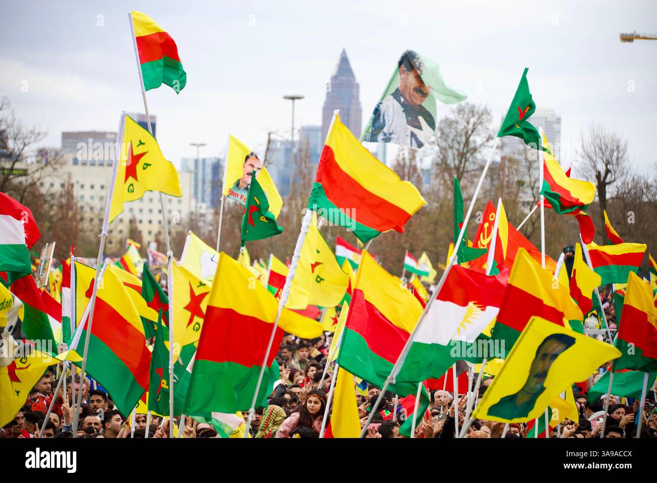 Frankfurt am Main, Germany. March 29, 2025. Thousands of Kurdish people ...