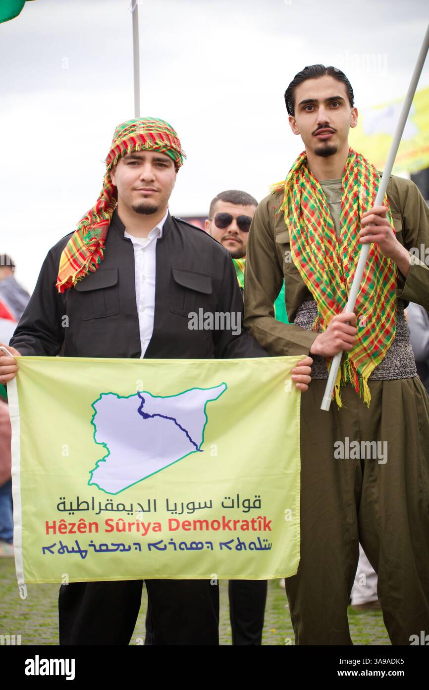 Frankfurt am Main, Germany. March 29, 2025. Thousands of Kurdish people ...