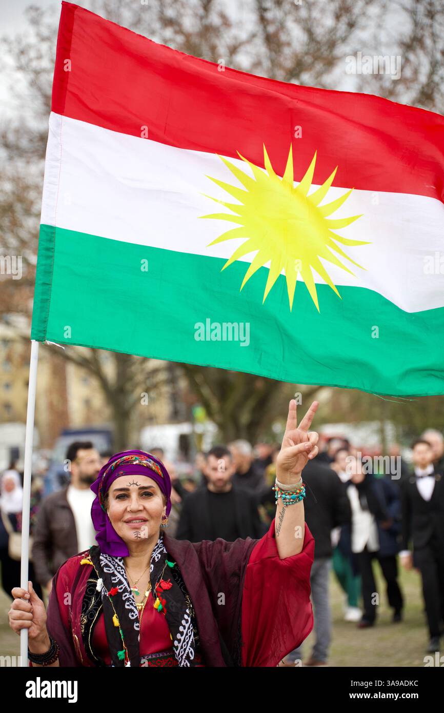 Frankfurt am Main, Germany. March 29, 2025. Thousands of Kurdish people ...