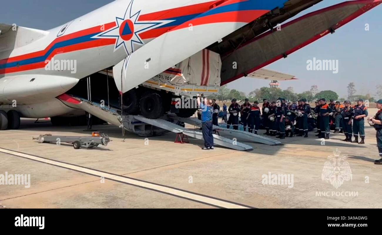 In this photo taken from video released by Russian Emergency Ministry ...