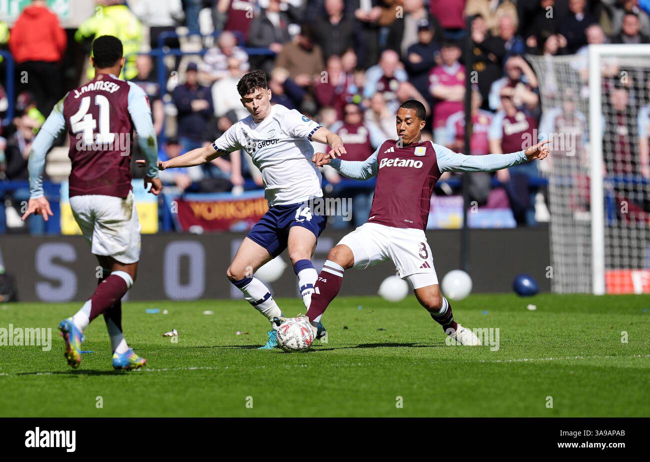 Preston North End's Jordan Storey and Aston Villa's Youri Tielemans ...
