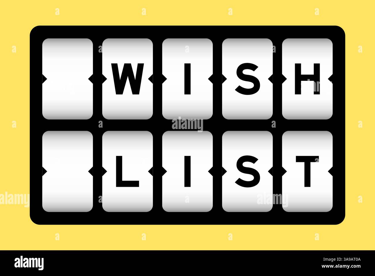 Black color in word wish list on slot banner with yellow color ...