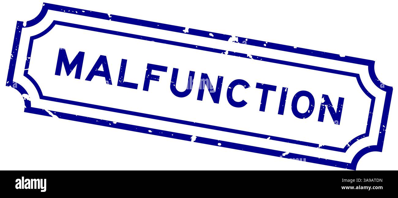 Grunge blue malfunction word rubber seal stamp on white background ...