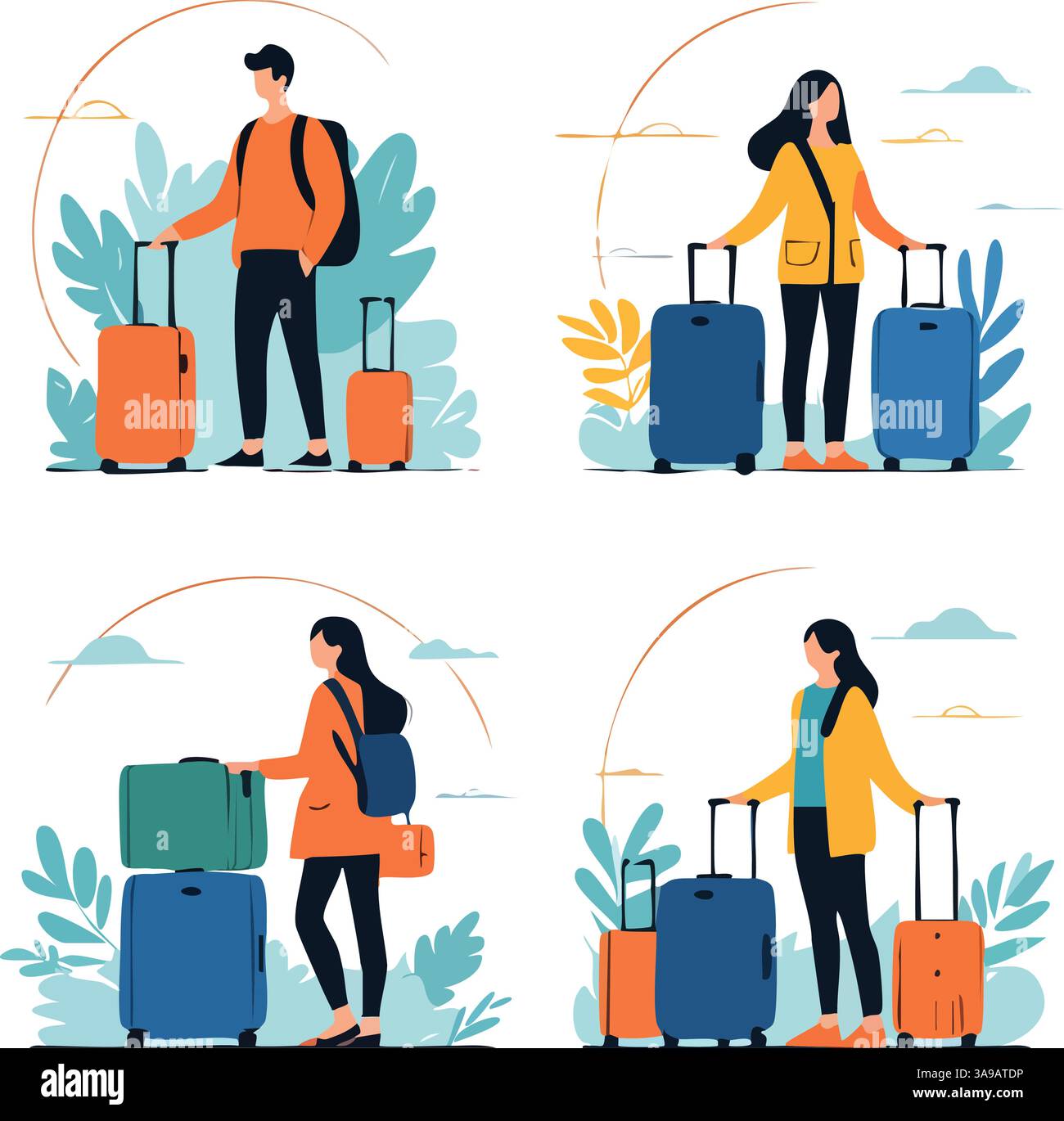 Four travelers Stock Vector Images - Alamy
