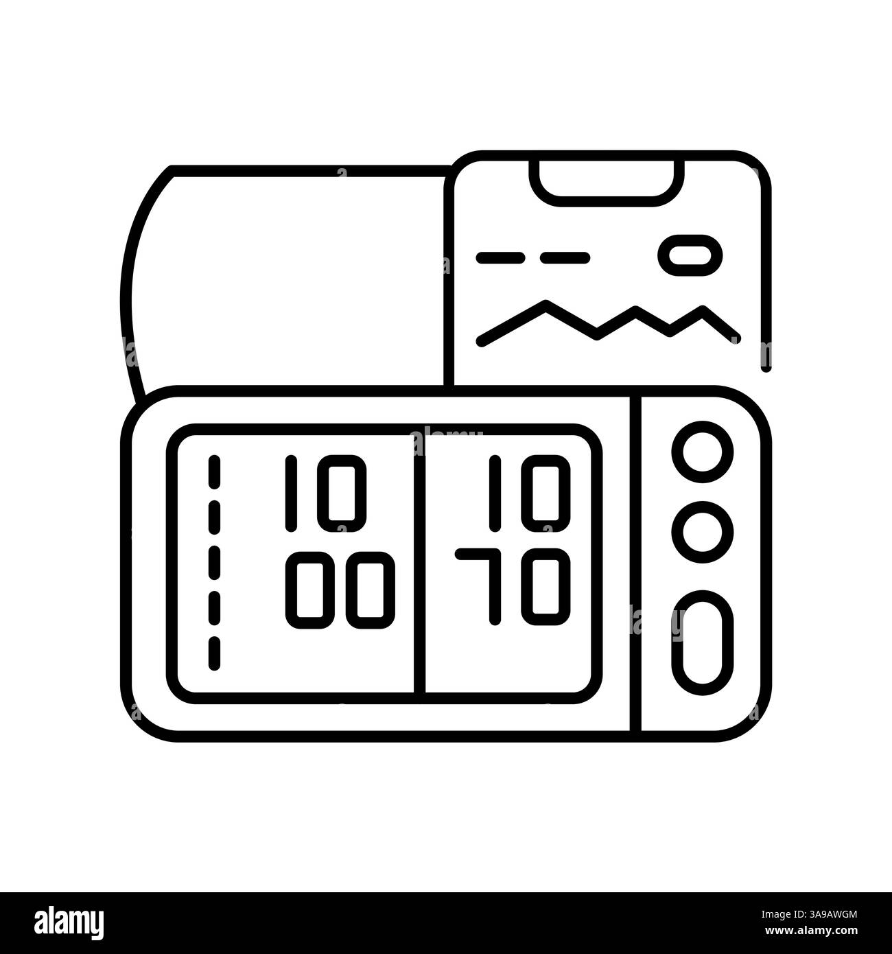 smart blood pressure monitor, black line icon for digital and print ...