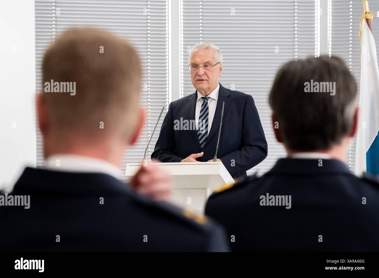 Augsburg, Bavaria, Germany - March 30, 2025: Bavarian Interior Minister Joachim Herrmann CSU ...