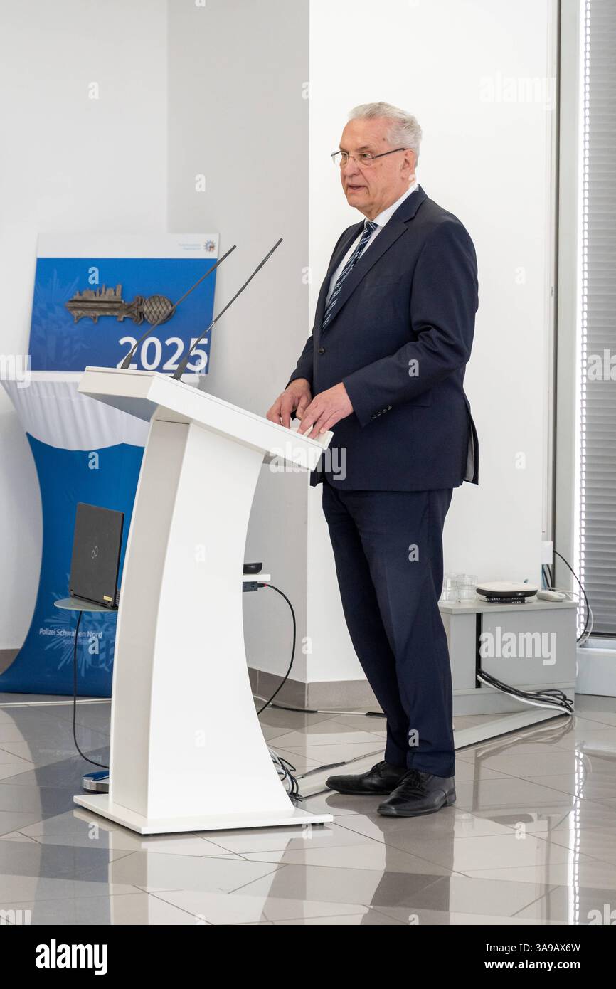 Augsburg, Bavaria, Germany - March 30, 2025: Bavarian Interior Minister Joachim Herrmann CSU ...