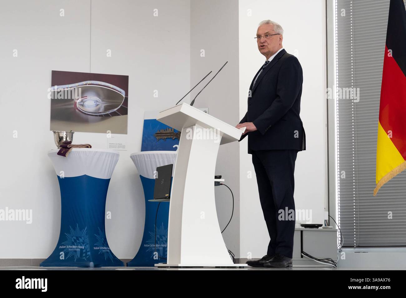Augsburg, Bavaria, Germany - March 30, 2025: Bavarian Interior Minister Joachim Herrmann CSU ...