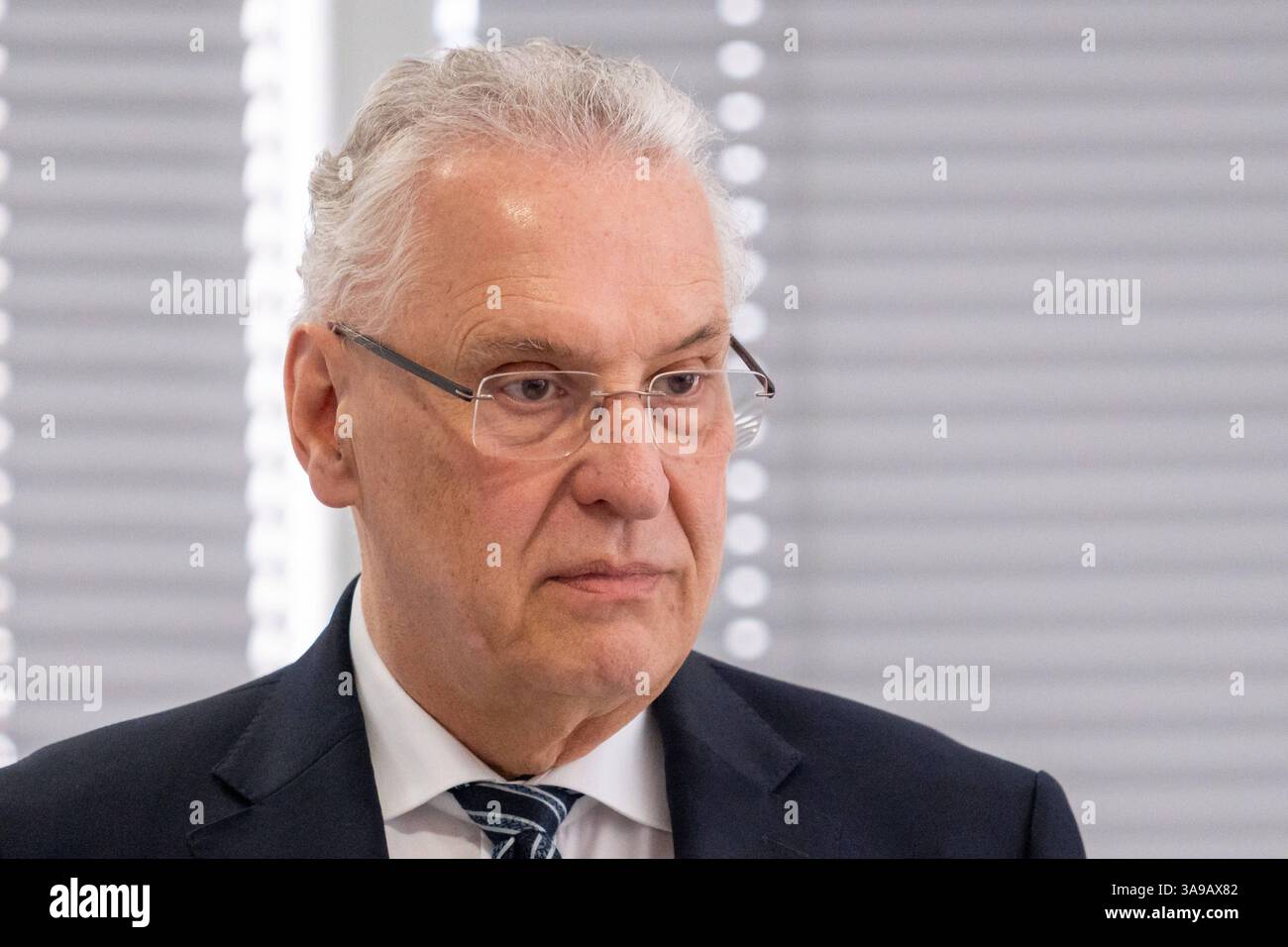 Augsburg, Bavaria, Germany - March 30, 2025: Bavarian Minister of the Interior Joachim Herrmann ...