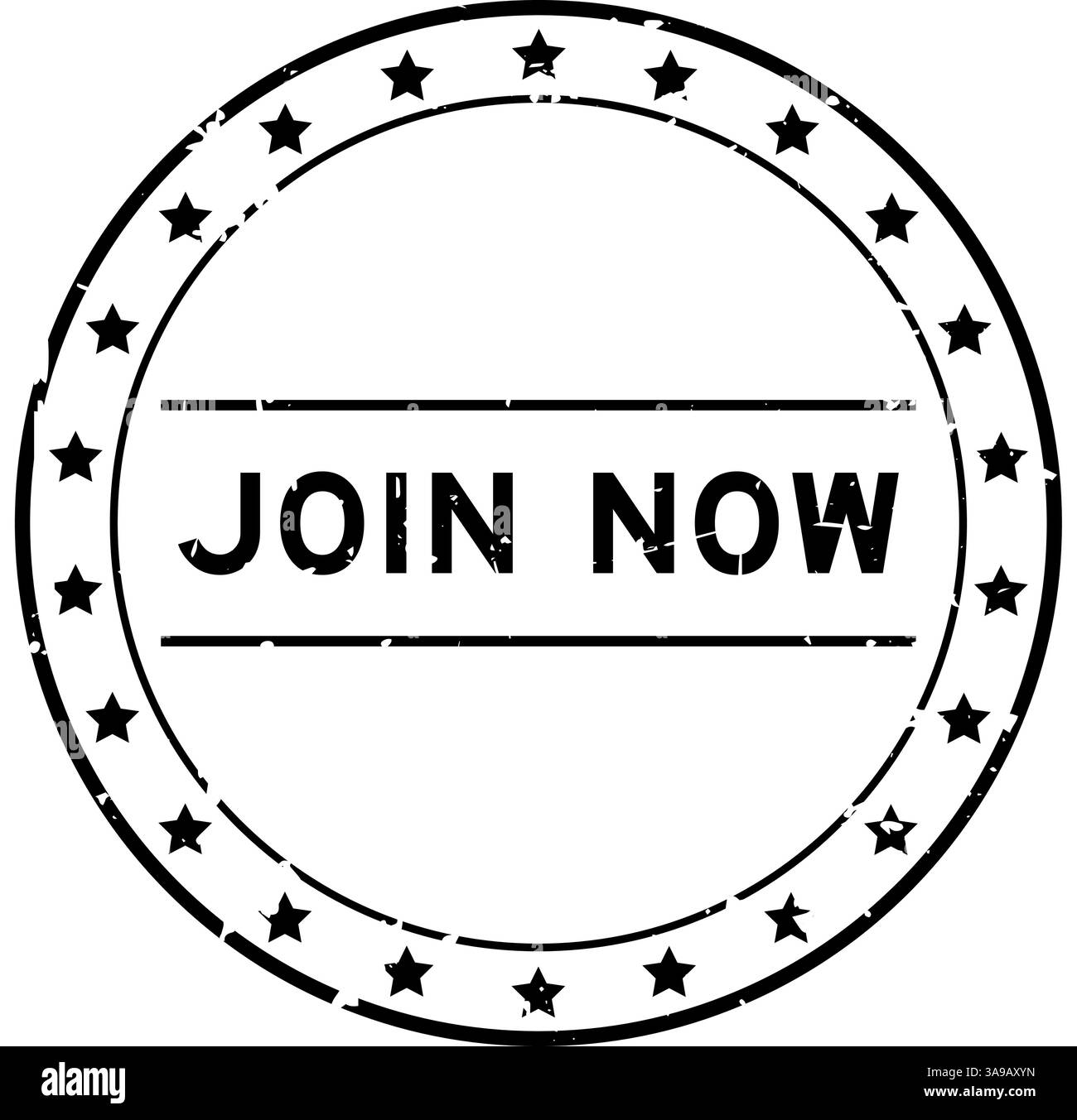 Grunge black join now word round rubber seal stamp on white background ...