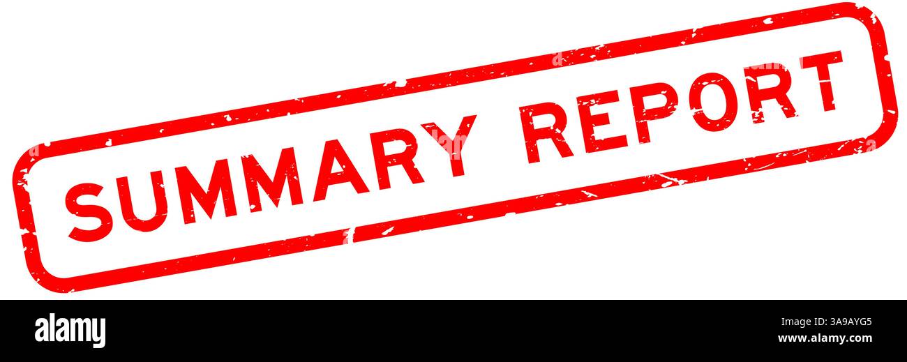 Grunge red summary report word rubber square seal stamp on white ...