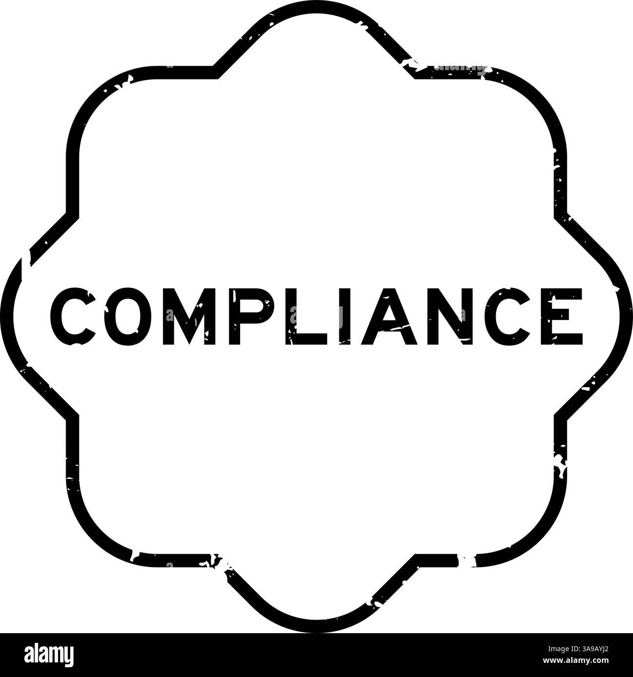 Grunge black compliance word square rubber seal stamp on white ...