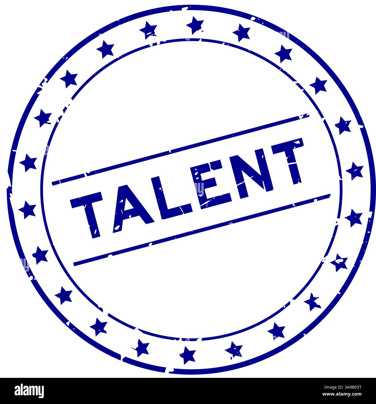 Grunge blue talent word round rubber seal stamp on white background ...