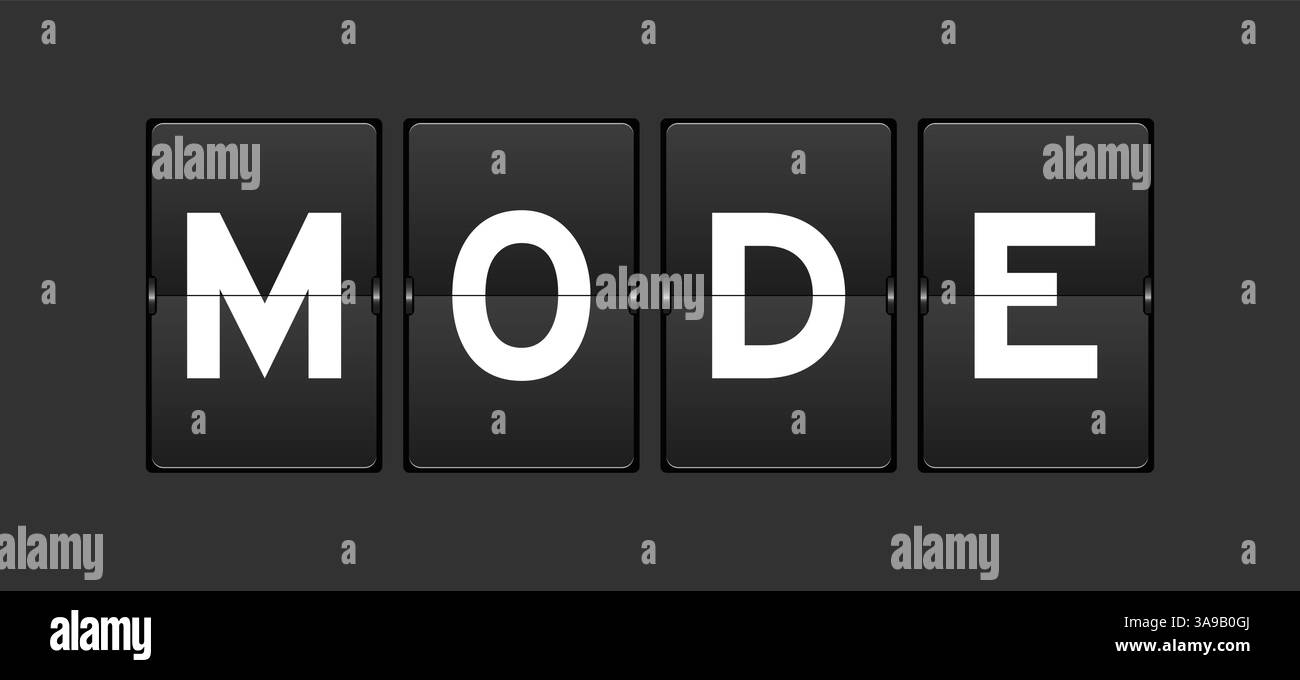 Black color analog flip board with word mode on gray background Stock ...