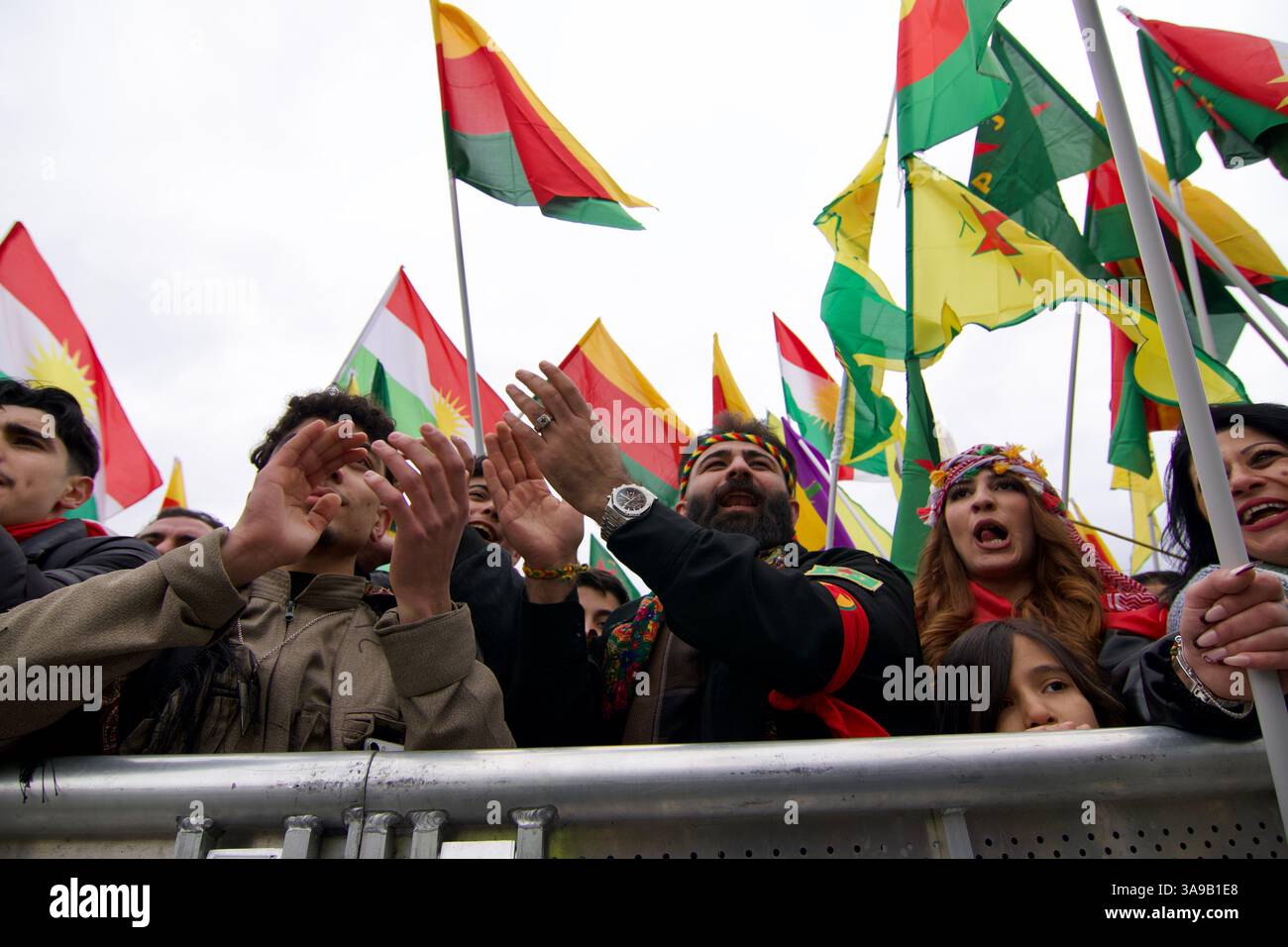 Frankfurt am Main, Germany. March 29, 2025. Thousands of Kurdish people ...