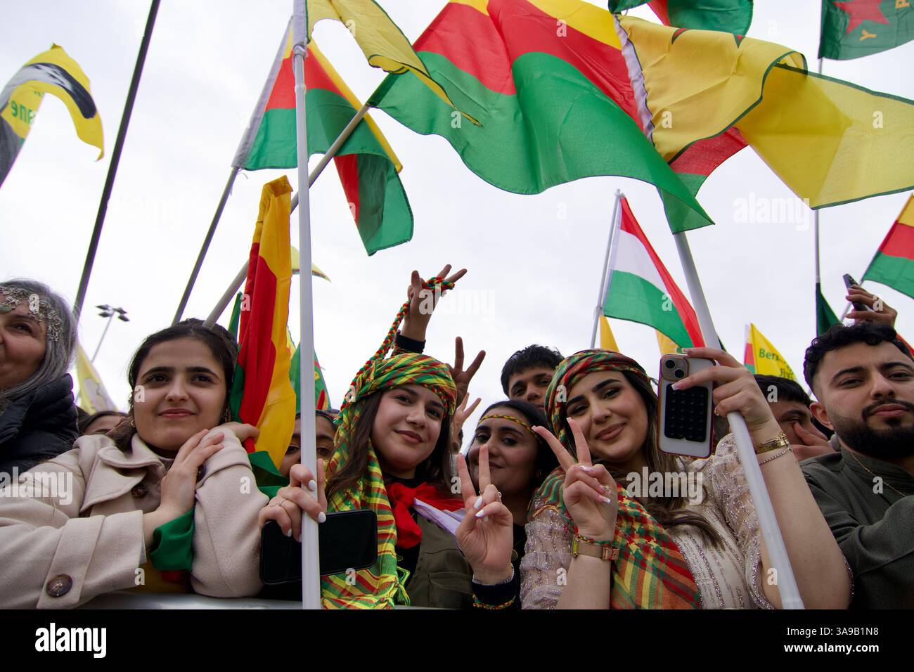 Frankfurt am Main, Germany. March 29, 2025. Thousands of Kurdish people ...