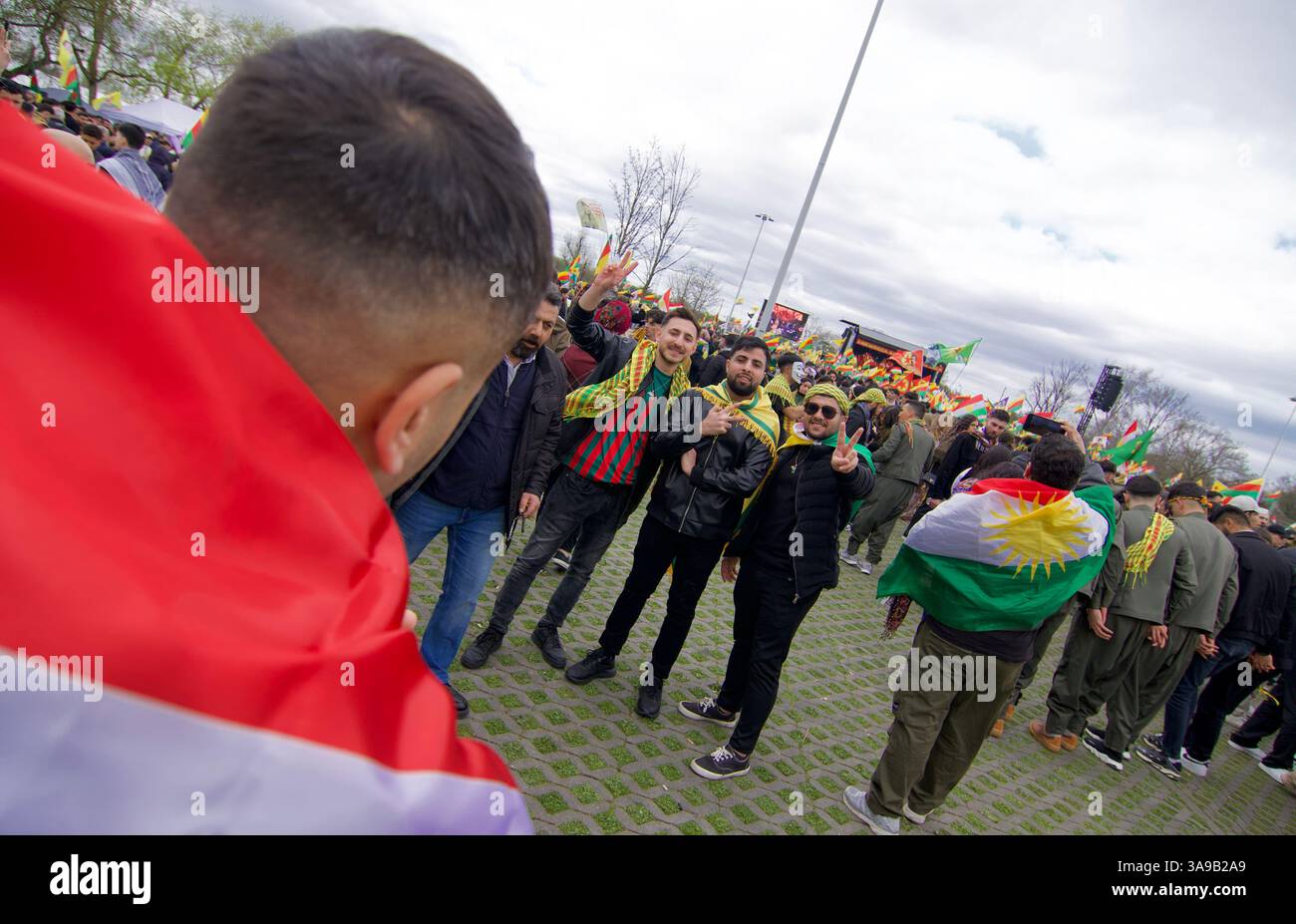 Frankfurt am Main, Germany. March 29, 2025. Thousands of Kurdish people ...