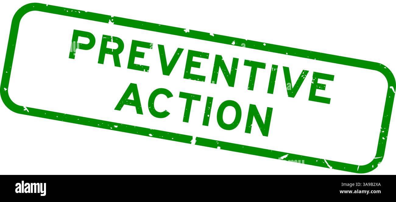 Grunge green preventive action word square rubber seal stamp on white background Stock Vector ...
