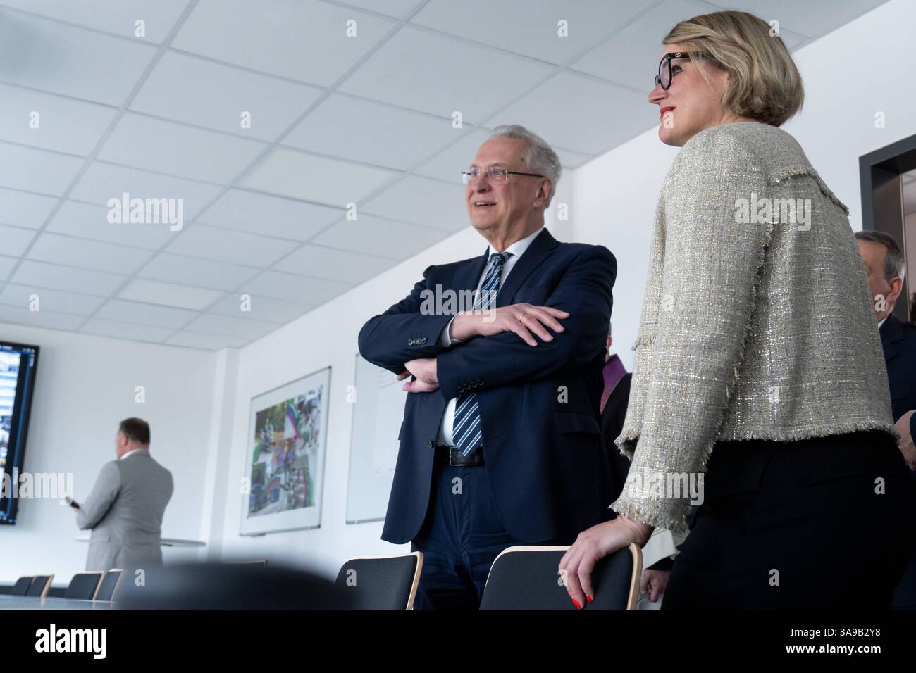 Augsburg, Bavaria, Germany - March 30, 2025: Bavarian Interior Minister Joachim Herrmann CSU and ...