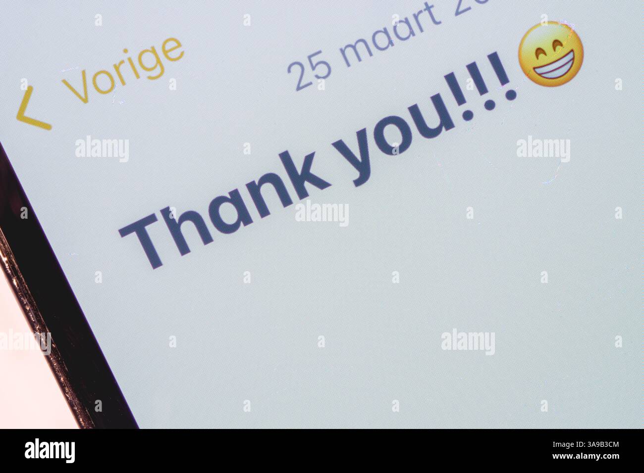 A thank you message on a mobile device Stock Photo - Alamy