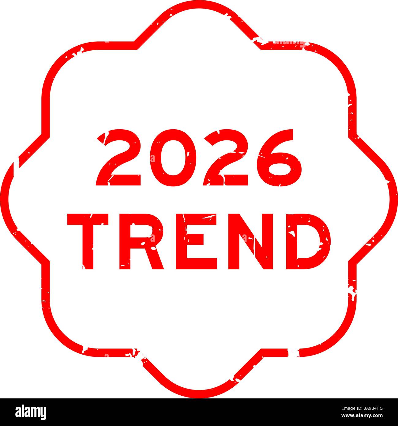 Grunge red 2026 trend word square rubber seal stamp on white background Stock Vector Image & Art ...