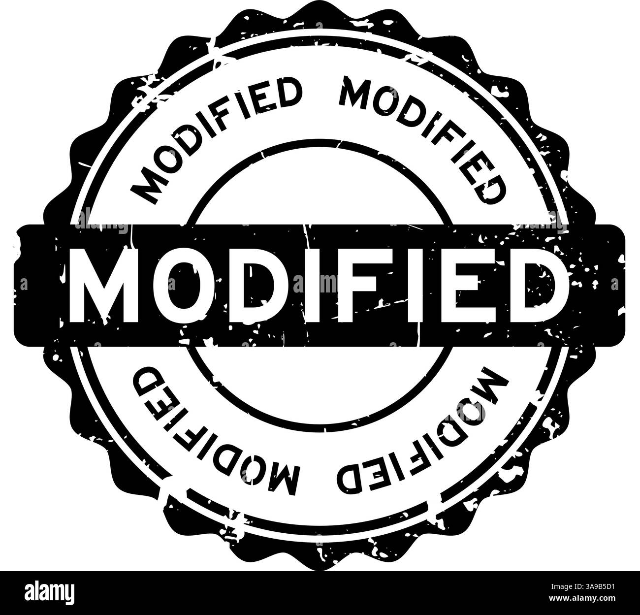Grunge black modified word round rubber seal stamp on white background ...