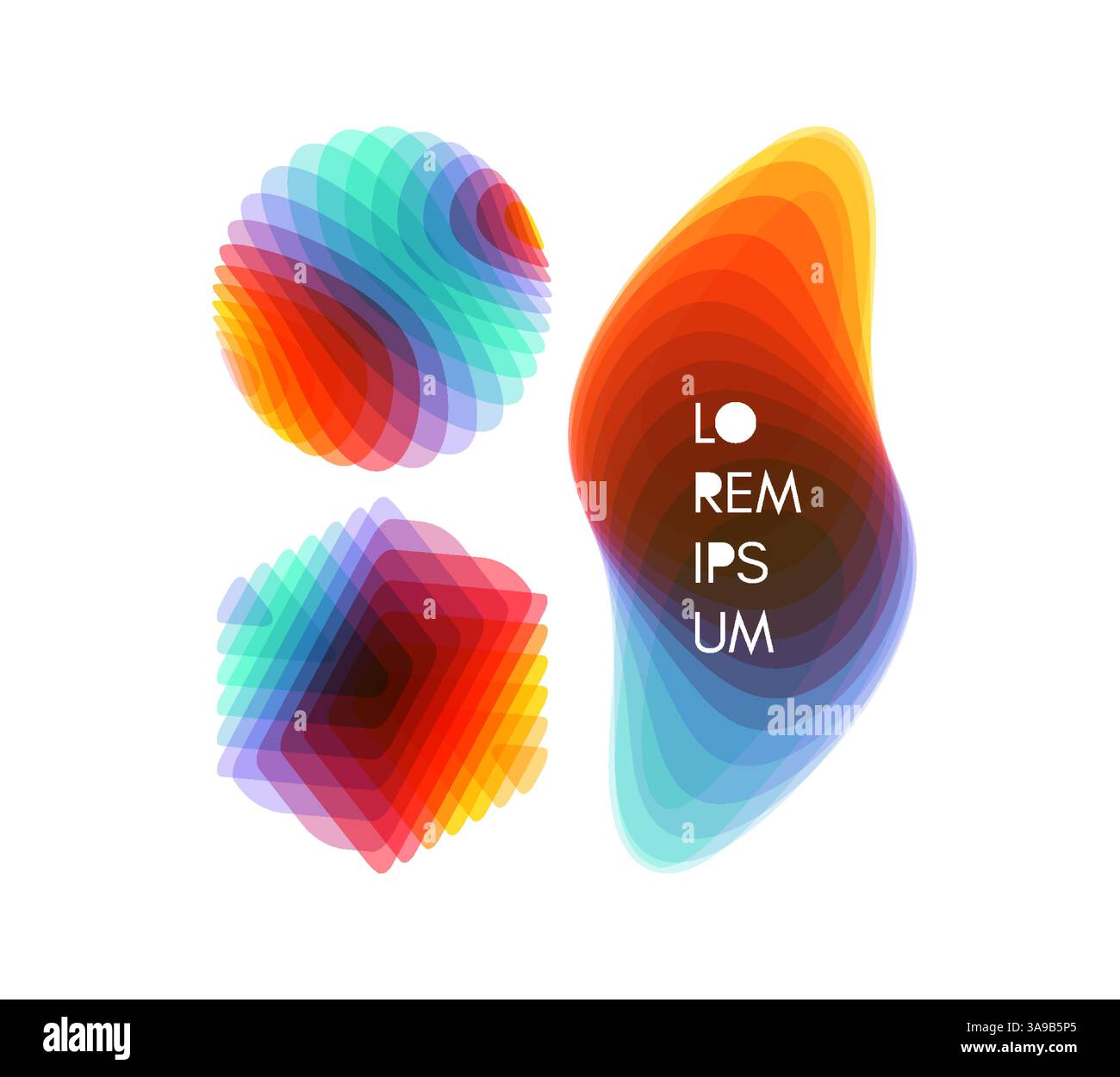 Set of various overlapping elements. Abstract geometric design. Vector illustration for banners ...