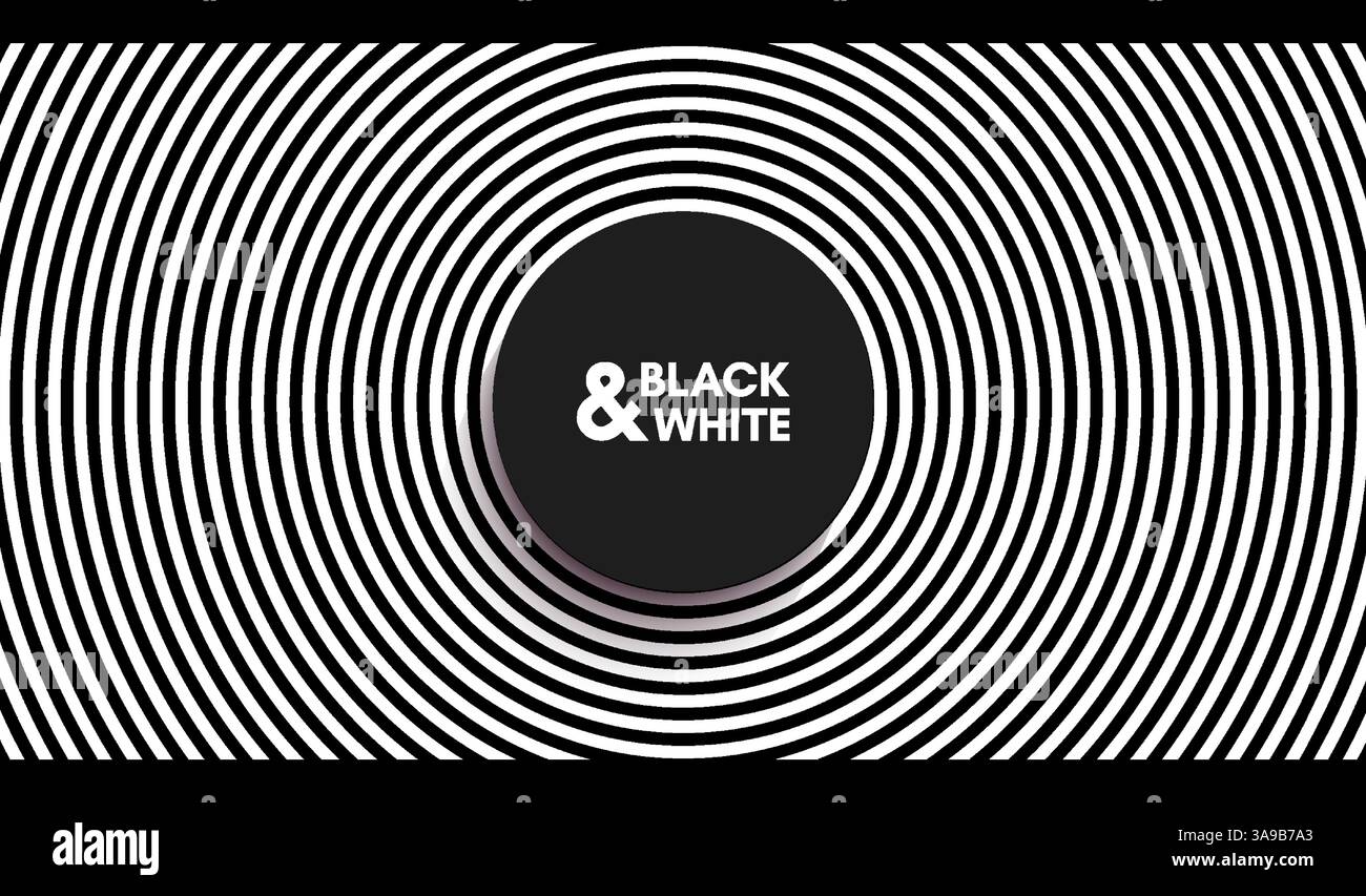 Concentric circles pattern. Black and white design with optical ...