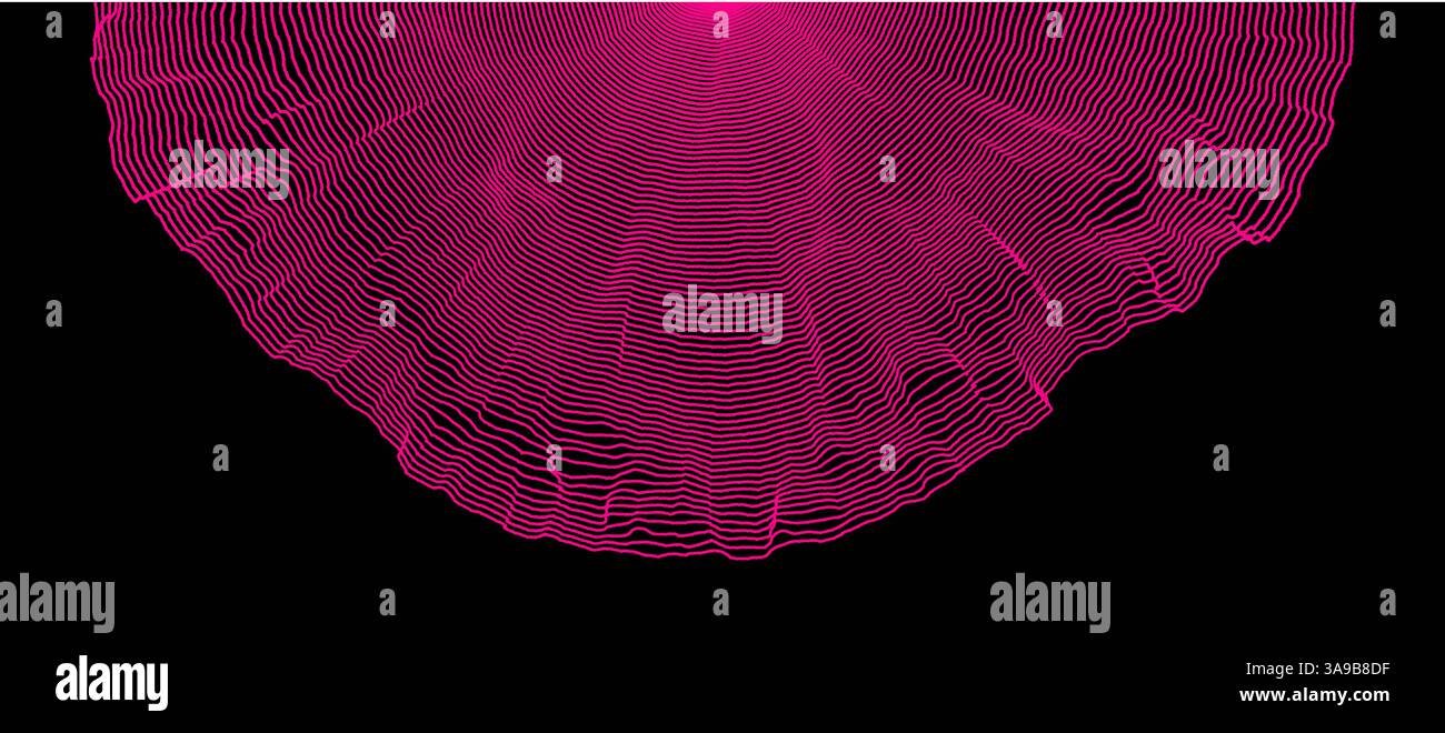 Abstract background with dynamic particles. Circular grid pattern. 3d vector illustration for ...