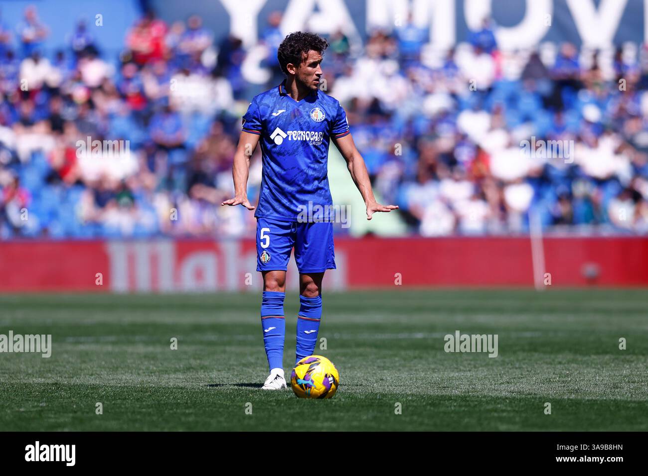Luis Milla of Getafe CF gestures during the Spanish League, LaLiga EA ...