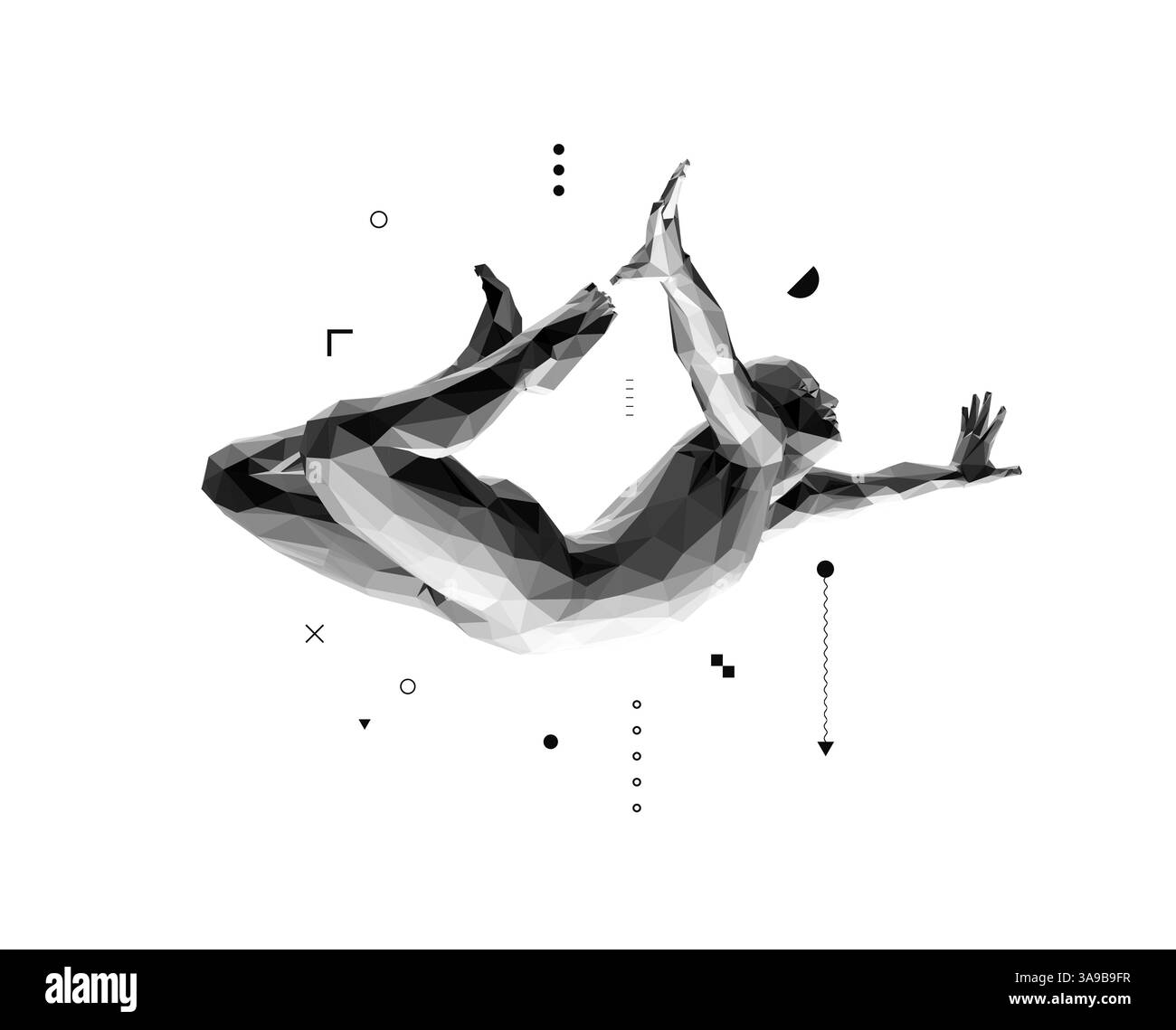 Jumping man. Man in zero gravity. Guy is flying or falling in the air ...