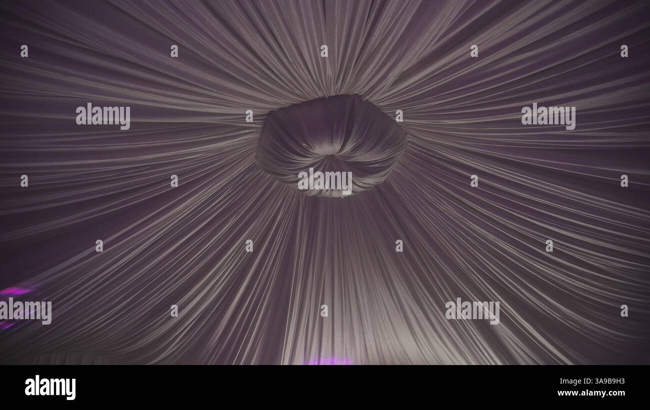 Billowing white fabric draping overhead, creating ethereal wedding ...