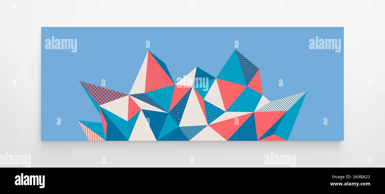 Abstract faceted background in memphis style. Geometric pattern with ...