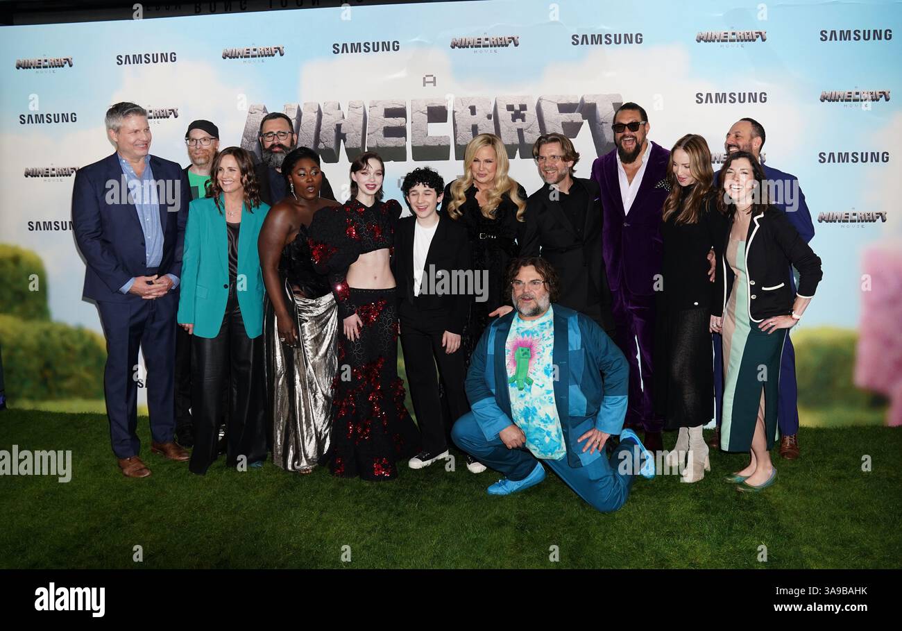 Cast and crew attend the world premiere of A Minecraft Movie at ...