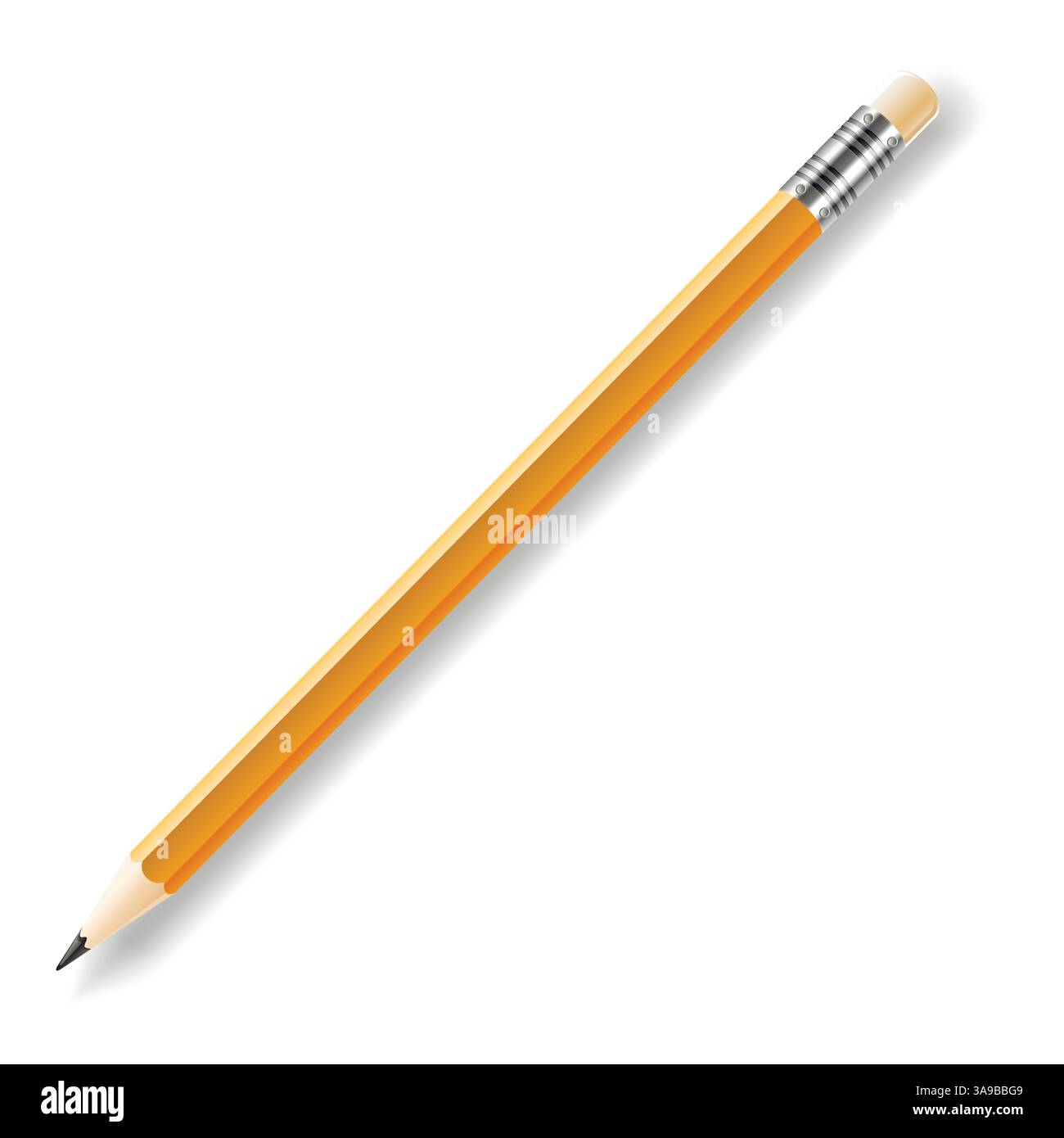 Vector lead pencil with yellow eraser isolated on white background ...