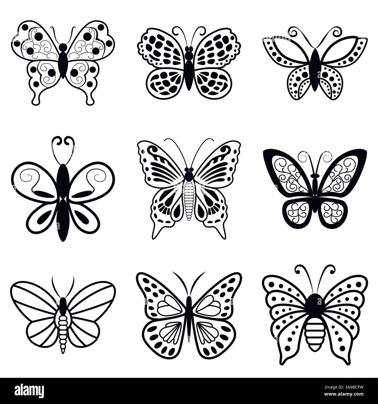 Flying butterflies on white Black and White Stock Photos & Images - Alamy