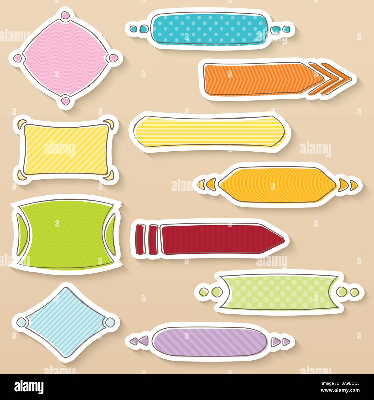 Set of eleven simple colorful frames and banners with different ...