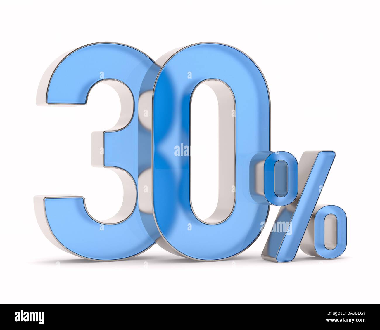 Thirty percent on white background. Isolated 3D illustration Stock ...