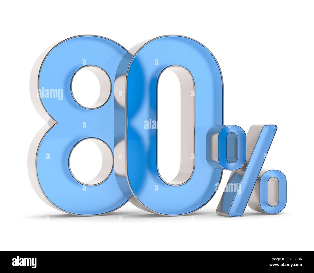 Eighty percent on white background. Isolated 3D illustration Stock ...