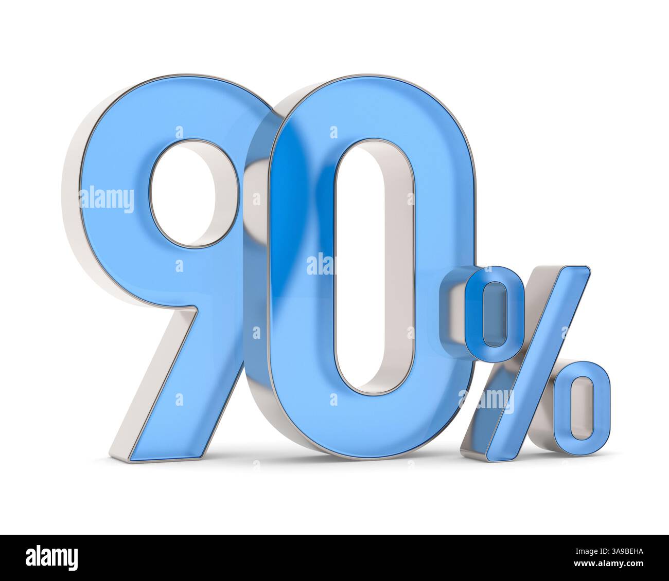 Ninety percent on white background. Isolated 3D illustration Stock ...