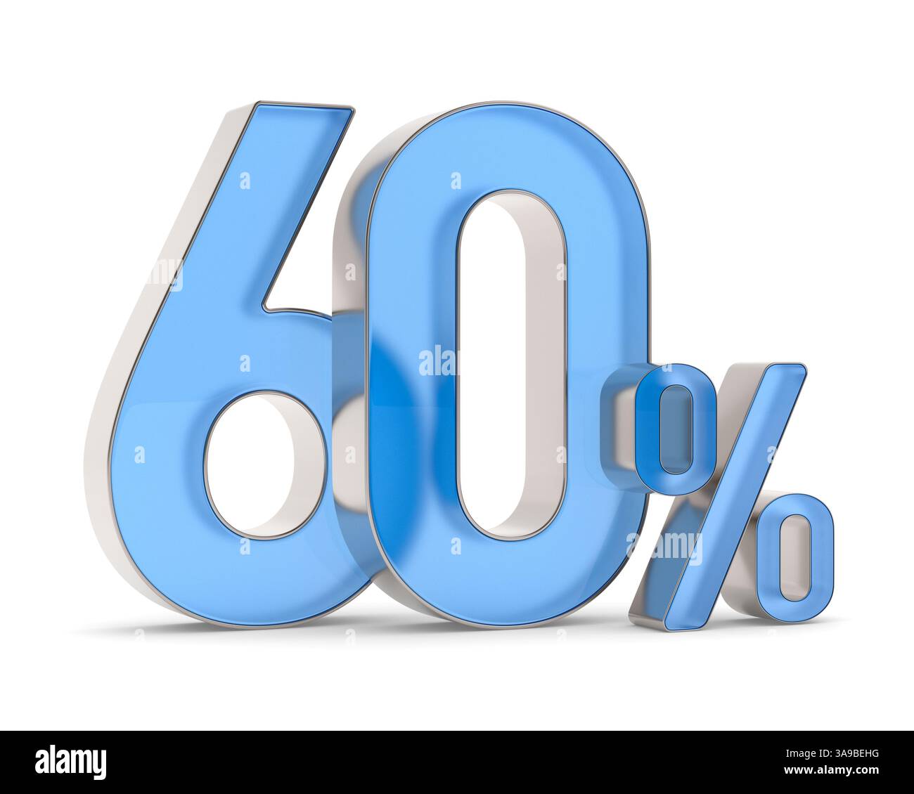 Sixty percent on white background. Isolated 3D illustration Stock Photo ...