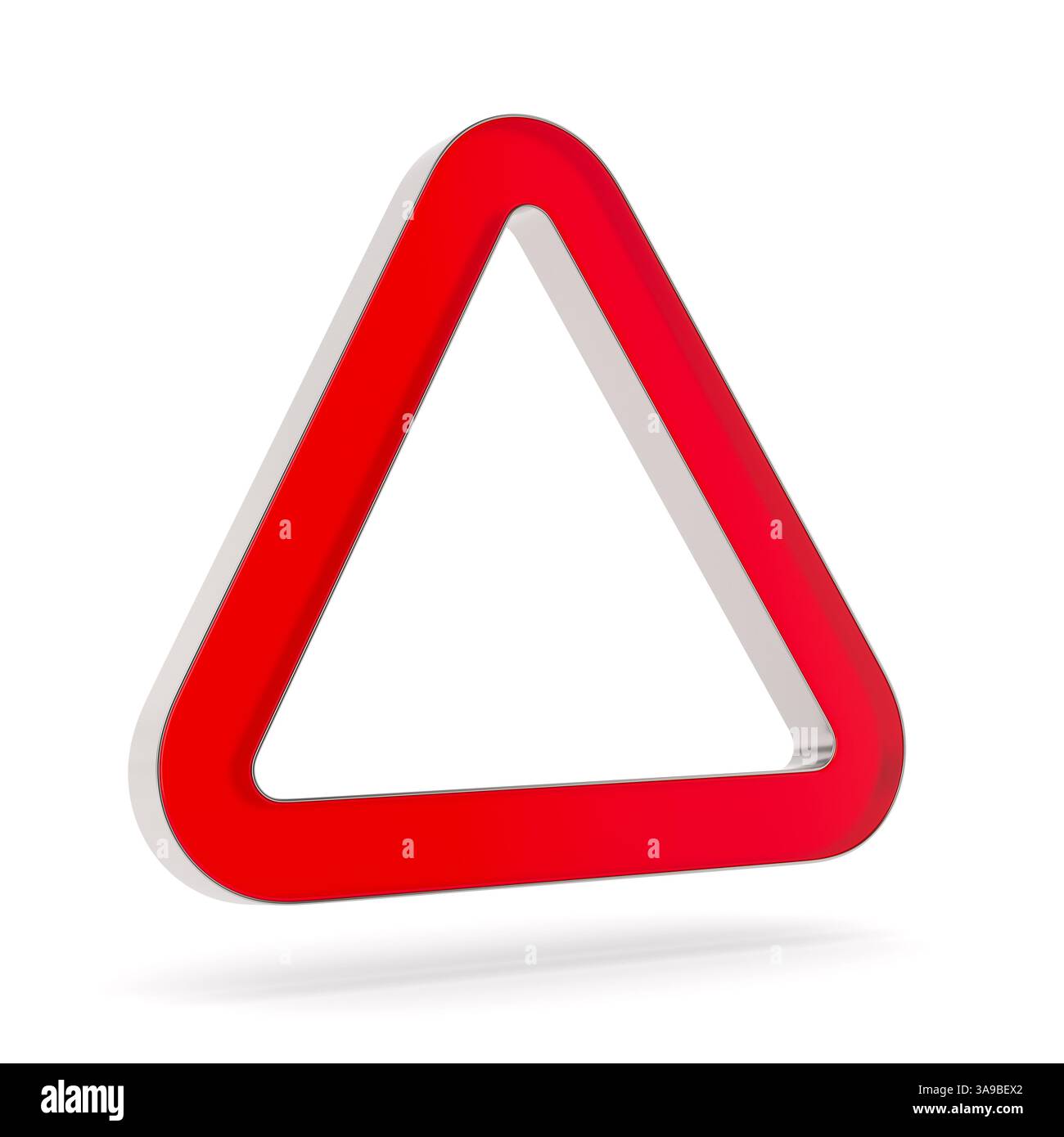 Red triangle on white background. Isolated 3D illustration Stock Photo ...