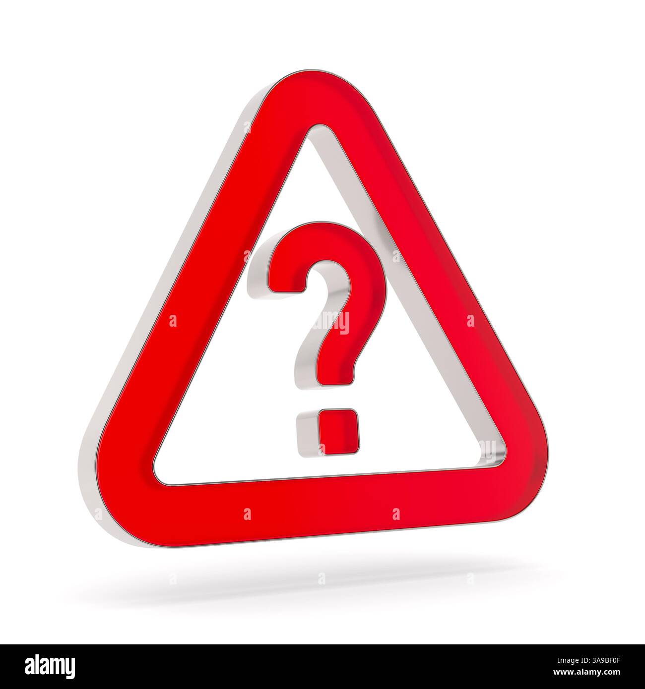 Red triangle and question on white background. Isolated 3D illustration ...