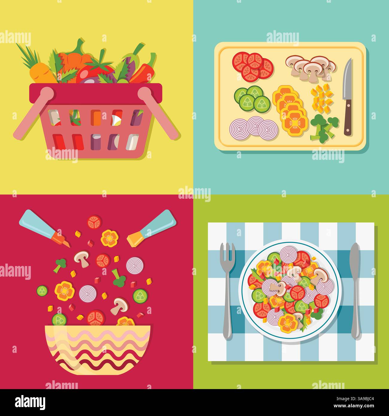 Colorful plate vegetables Stock Vector Images - Alamy