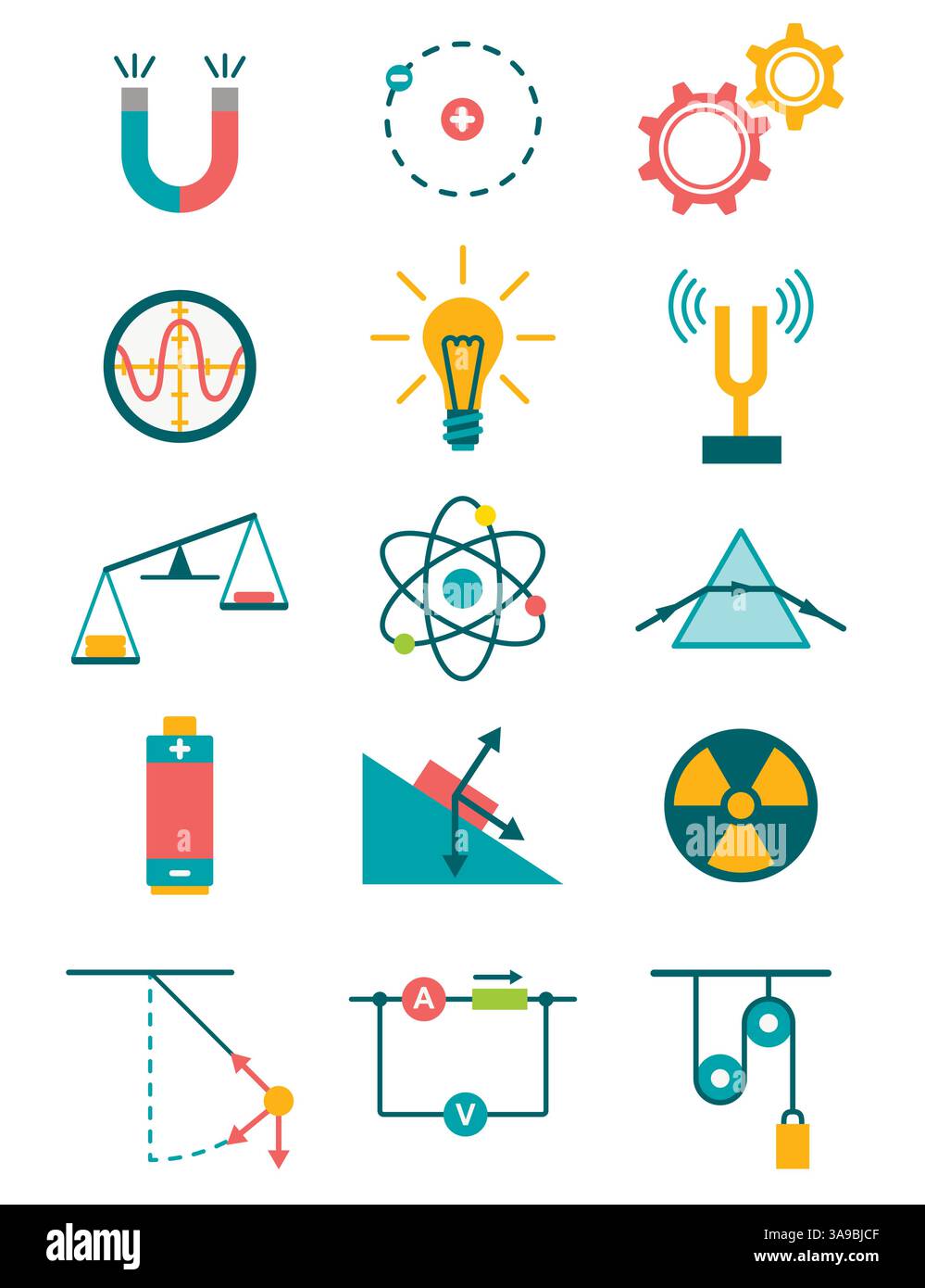 Science and physics icons set. Vector illustration Stock Vector Image ...