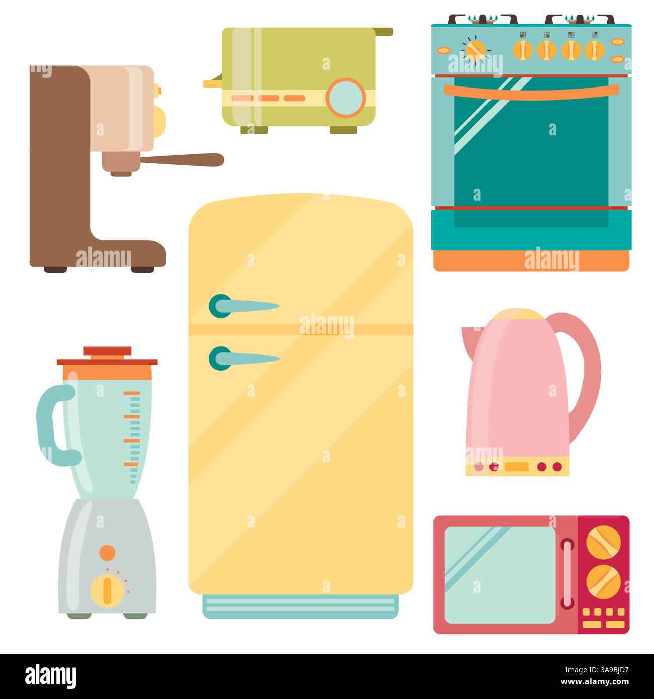 Kitchen appliances icons set, kitchenware equipment. Vector ...