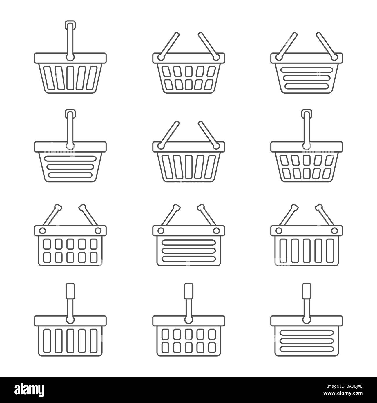 Set of twelve shopping baskets icons. Vector illustration Stock Vector ...