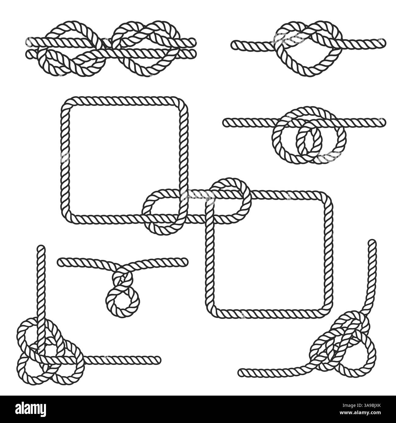 Set of nautical rope knots, corners and frames Stock Vector Image & Art - Alamy